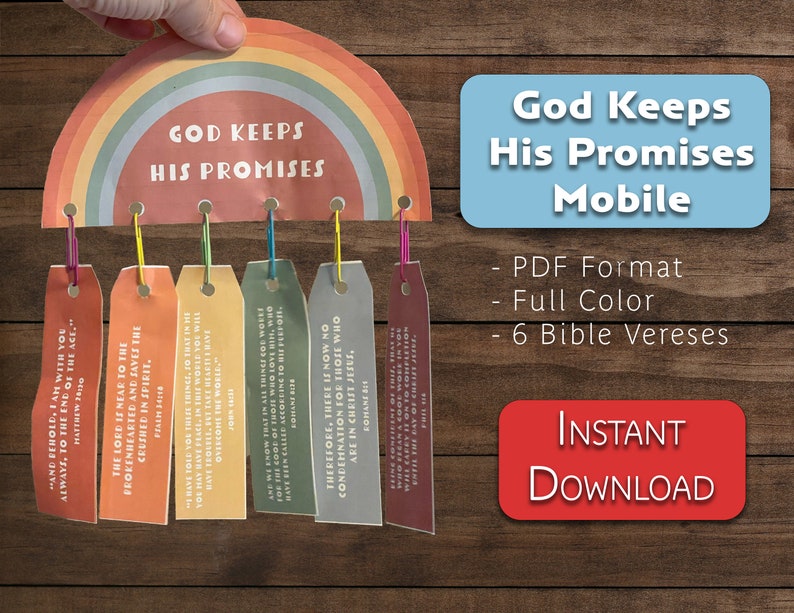 Rainbow Mobile Craft: God Keeps His Promises, Bible Verses (PDF ...