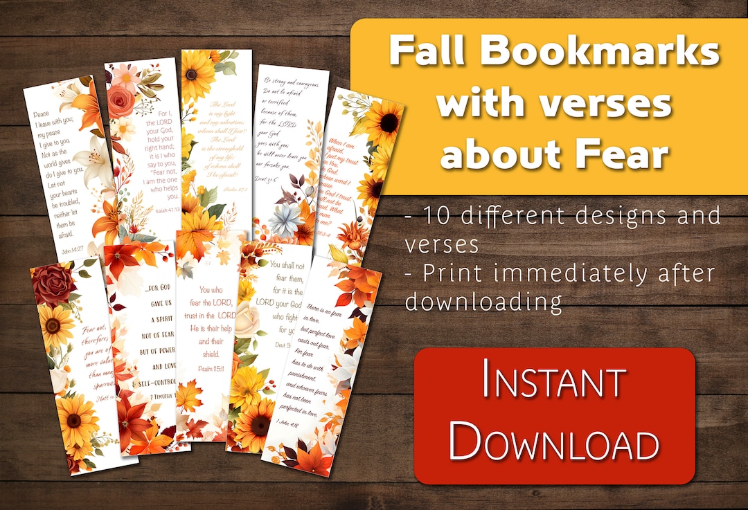 Fall Bookmarks With Bible Verses: Encouragement Gift (digital Download ...