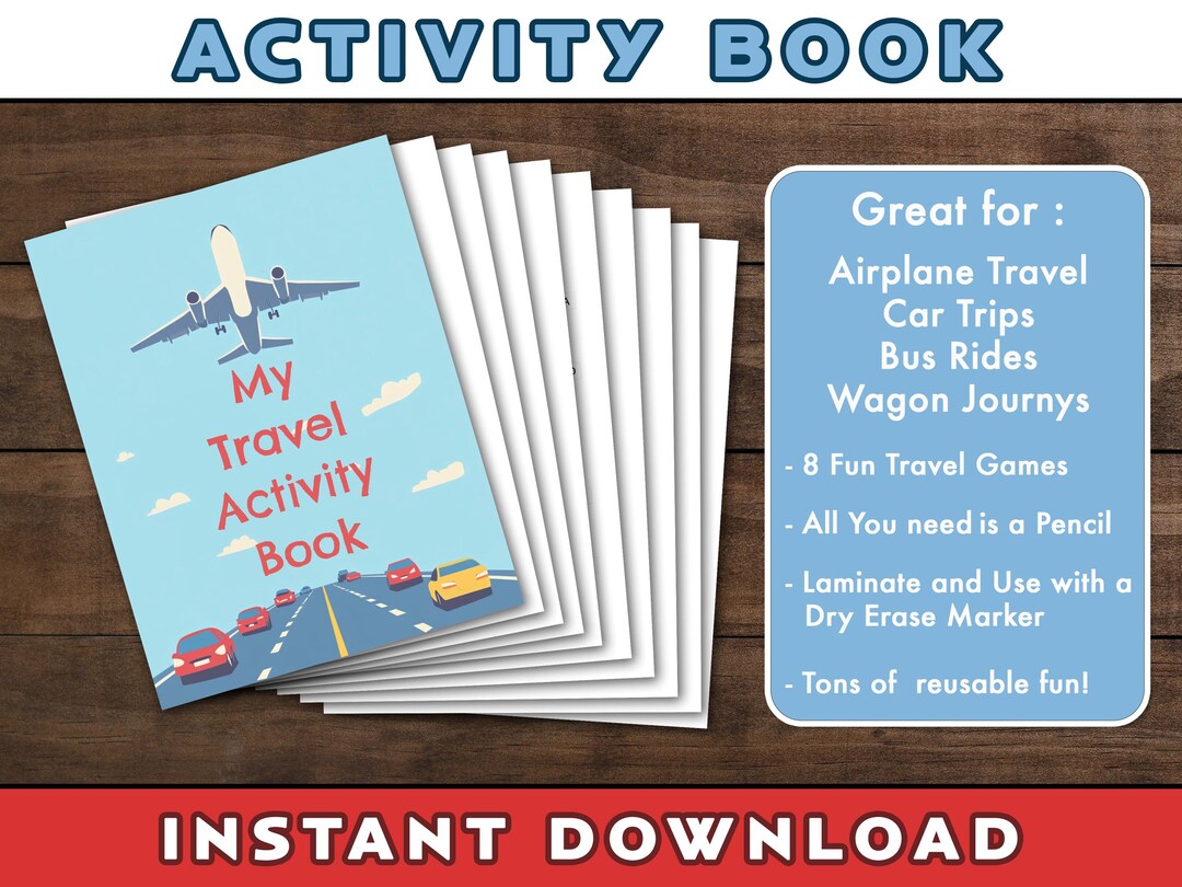 Travel Activity Book | Tic Tac Toe | Dot Game | Hangman | Printable ...