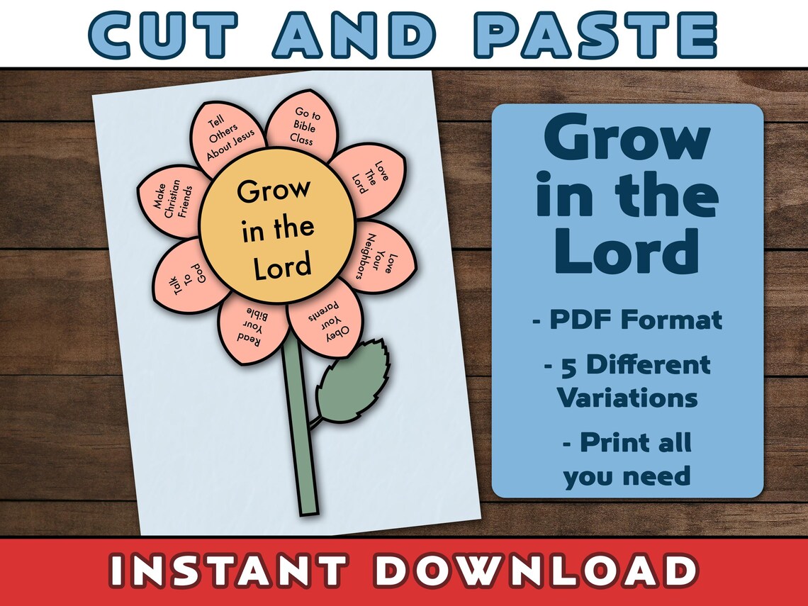 Grow in the Lord Craft: Flower Coloring Worksheet (digital Download) - Etsy