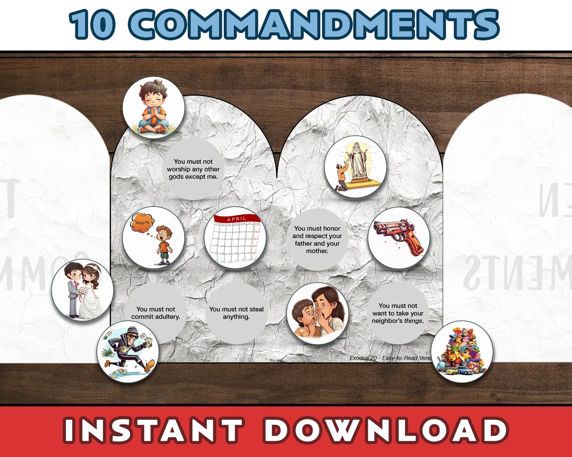 Ten Commandment Craft | Cut and Glue Foldable Craft | Sunday School ...