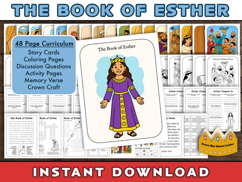 Queen Esther Story Activity Kit: Full Class Sunday School Printable ...