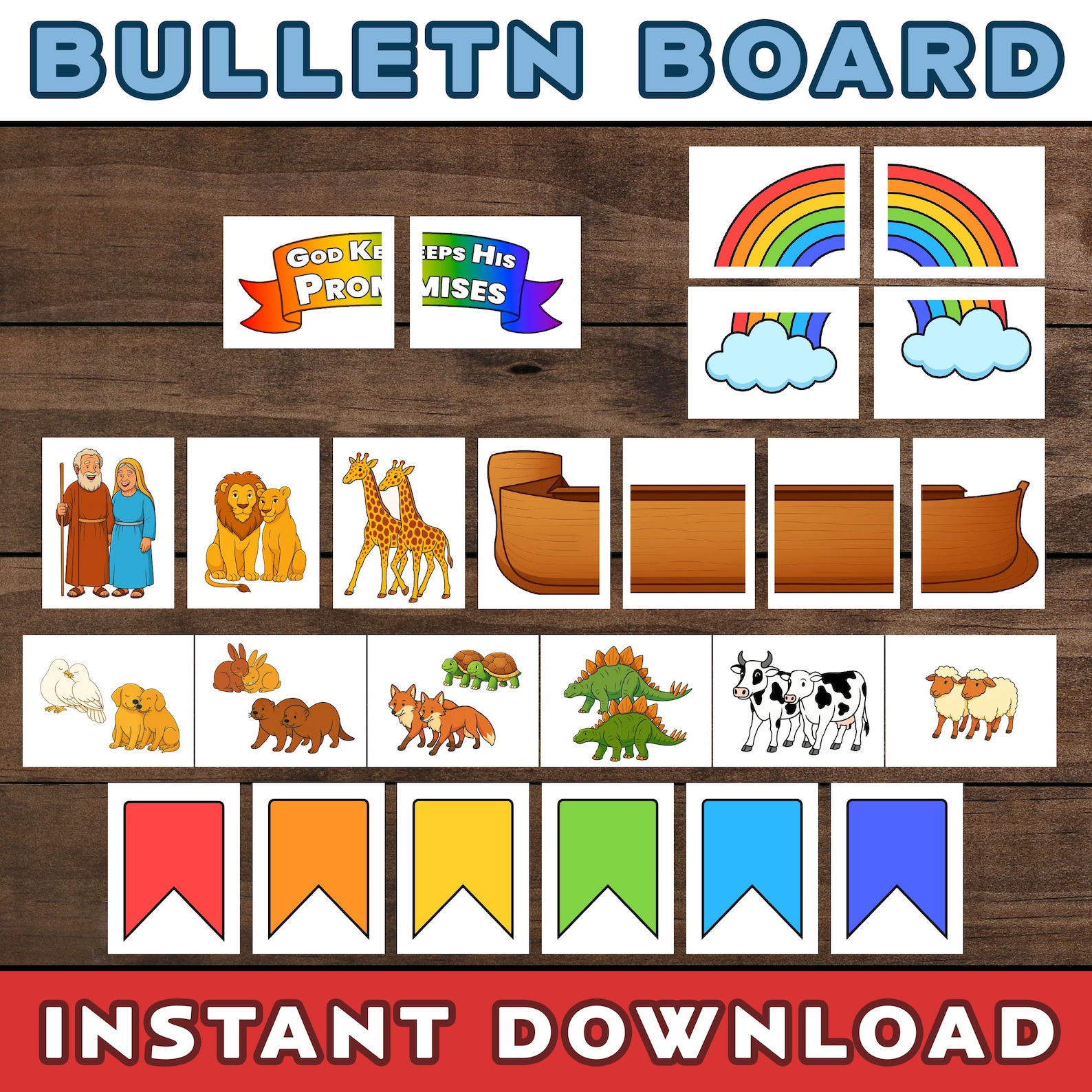 Noah's Ark Bulletin Board Kit: God Keeps His Promises (PDF Download) - Etsy