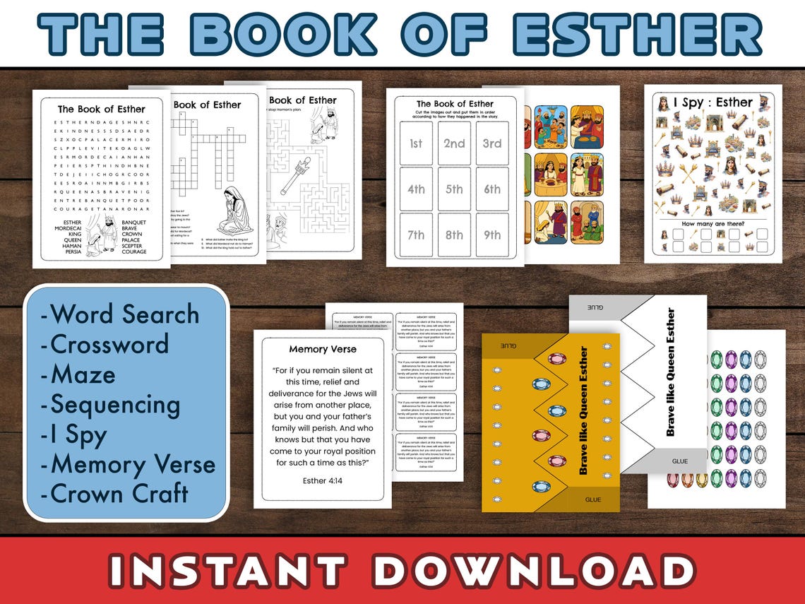 Queen Esther Story Activity Kit: Full Class Sunday School Printable ...