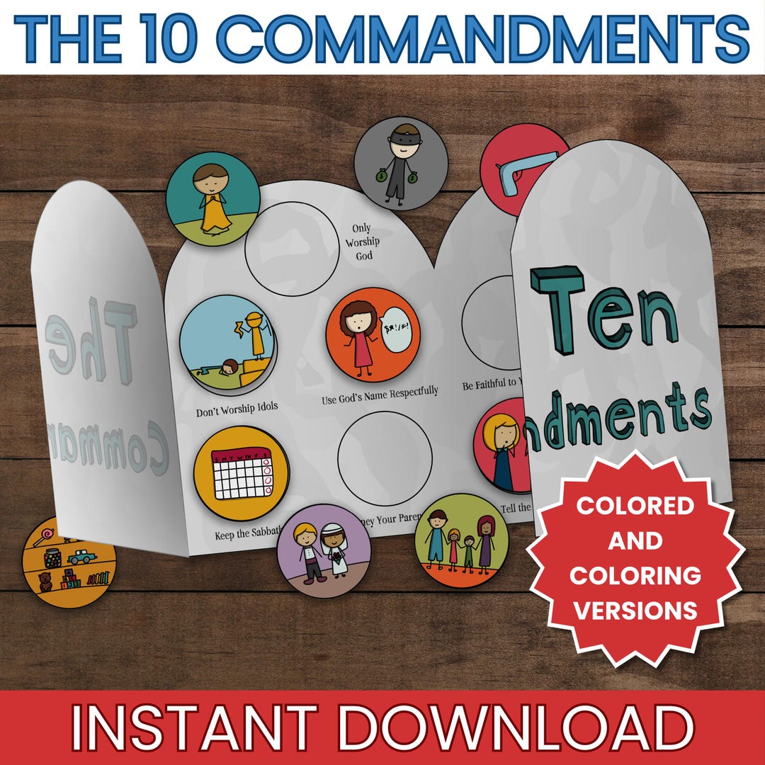 Ten Commandment Craft Cut and Glue Foldable Craft Sunday School Craft ...