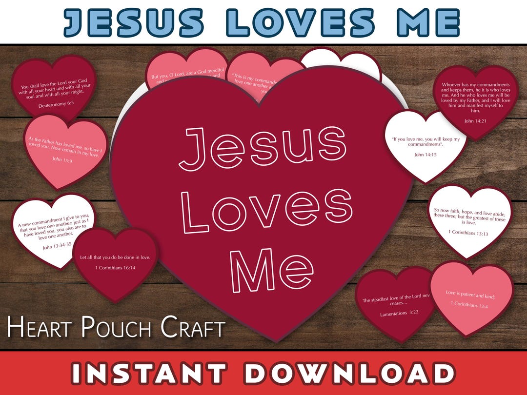 Jesus Loves Me Heart Pouch Craft: Bible Valentine (digital Download) - Etsy