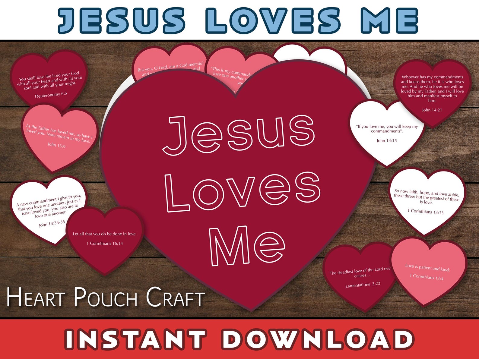 Jesus Loves Me Heart Pouch Craft: Bible Valentine (digital Download) - Etsy
