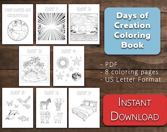 7 Days of Creation Bible Coloring Pages - Etsy