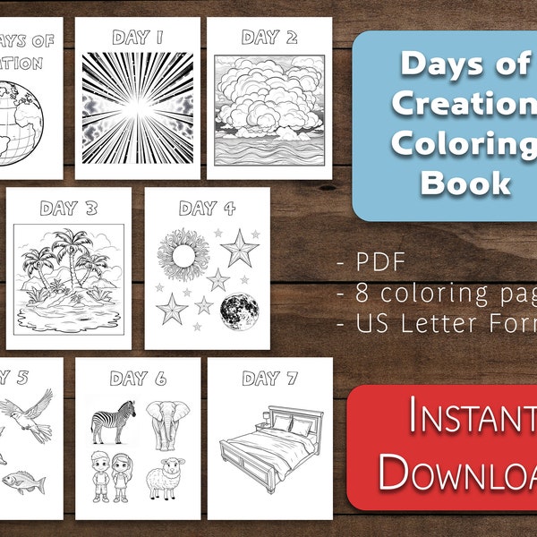 7 Days of Creation Coloring Page - Etsy