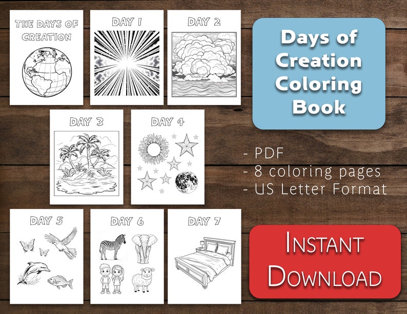 Days of Creation Coloring Book Sunday School Coloring Pages Bible Class ...