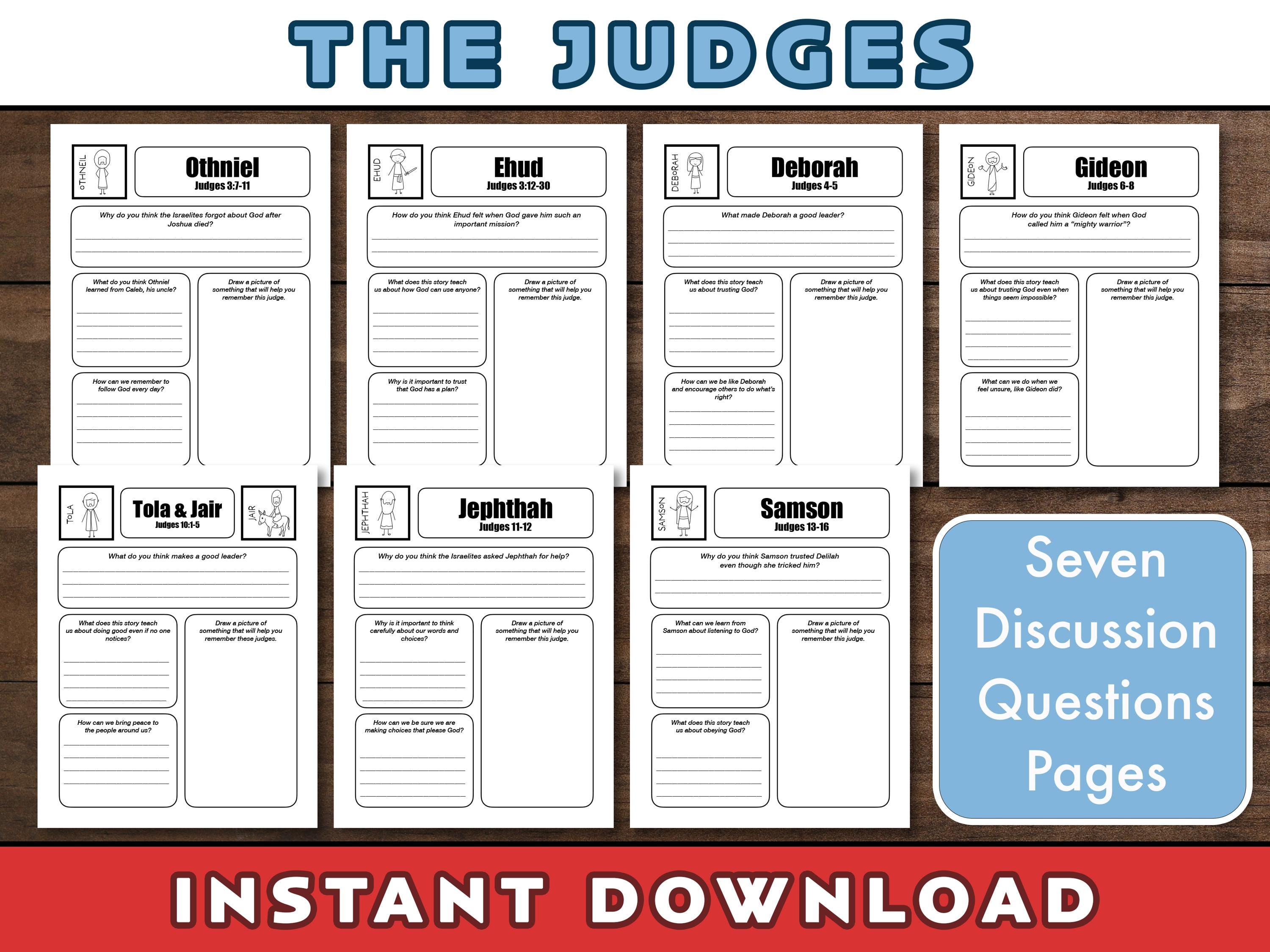 Bible Judges Activity Bundle: Sunday School Worksheet (digital Download ...