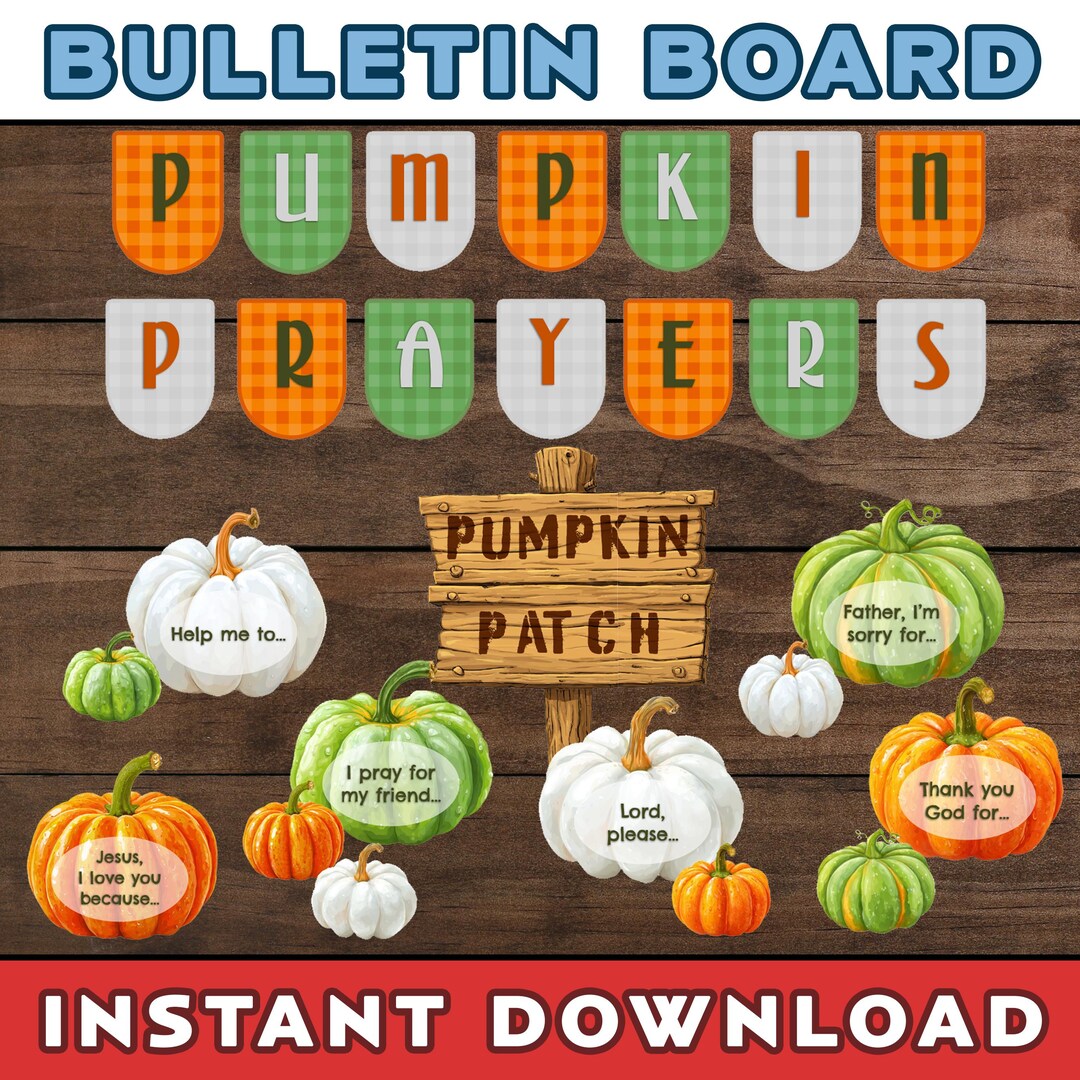 Pumpkin Prayers Bulletin Board Kit: Fall Sunday School Decor (PDF ...