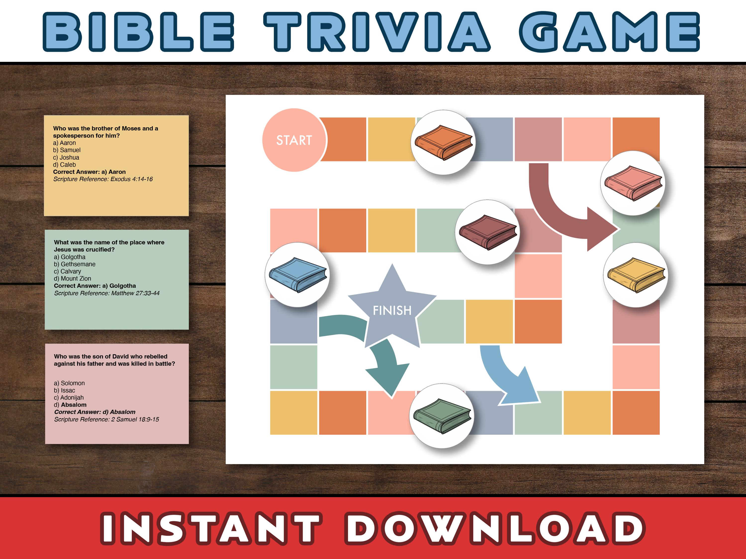Bible Trivia Board Game: Sunday School Class (printable Digital ...