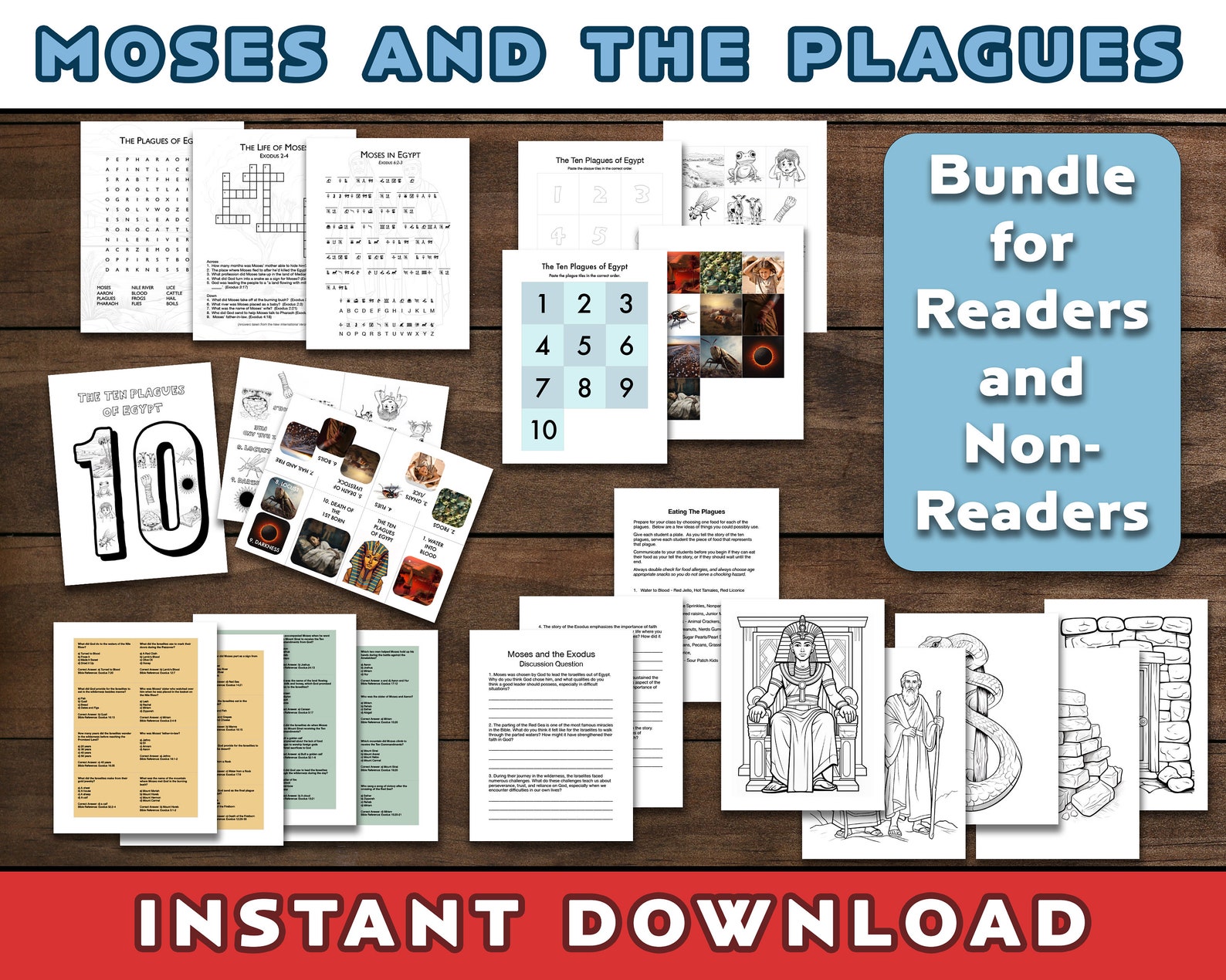 Moses and the Plagues Activities Bundle: Sunday School Class (digital ...