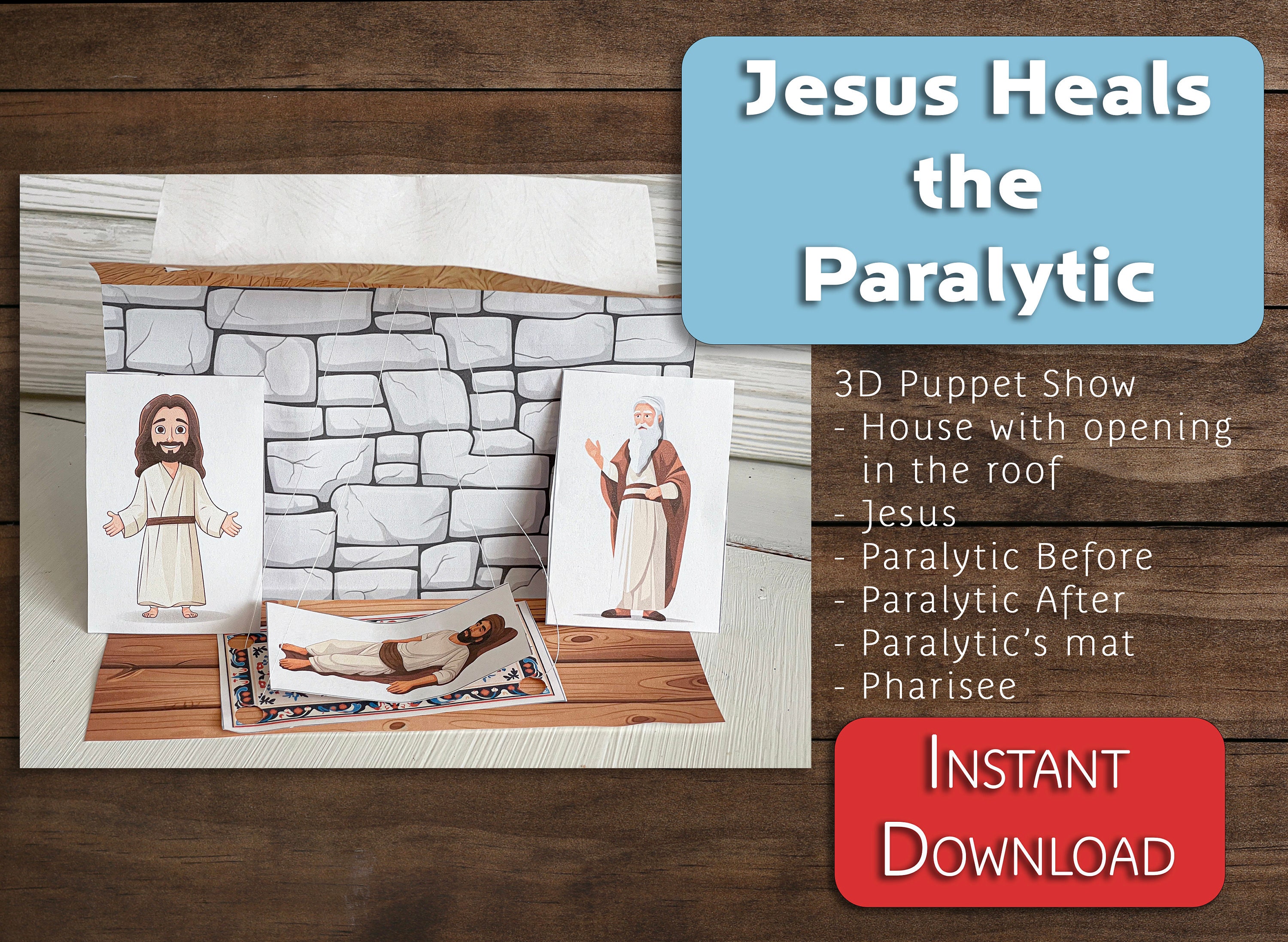 Jesus Heals the Paralytic Jesus Forgives Sins Man Through the Roof 3D ...