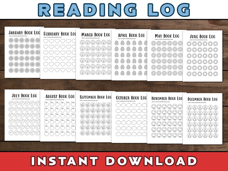 Monthly Reading Log: Color-in Book Tracker (digital Download) - Etsy ...