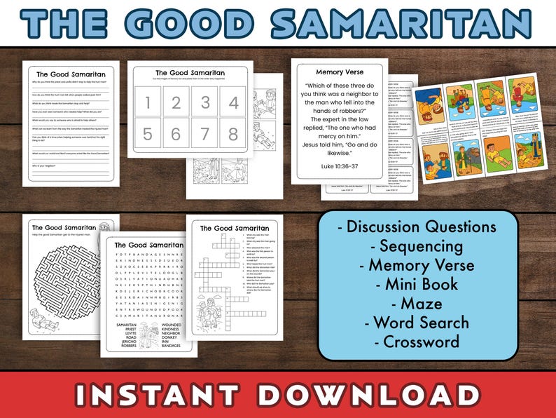 Good Samaritan Curriculum: Parables of Jesus, Printable Full Bible ...