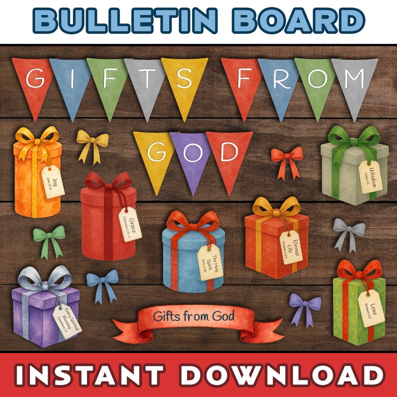 Gifts From God Bulletin Board Kit: Christmas Sunday School Decor (PDF ...