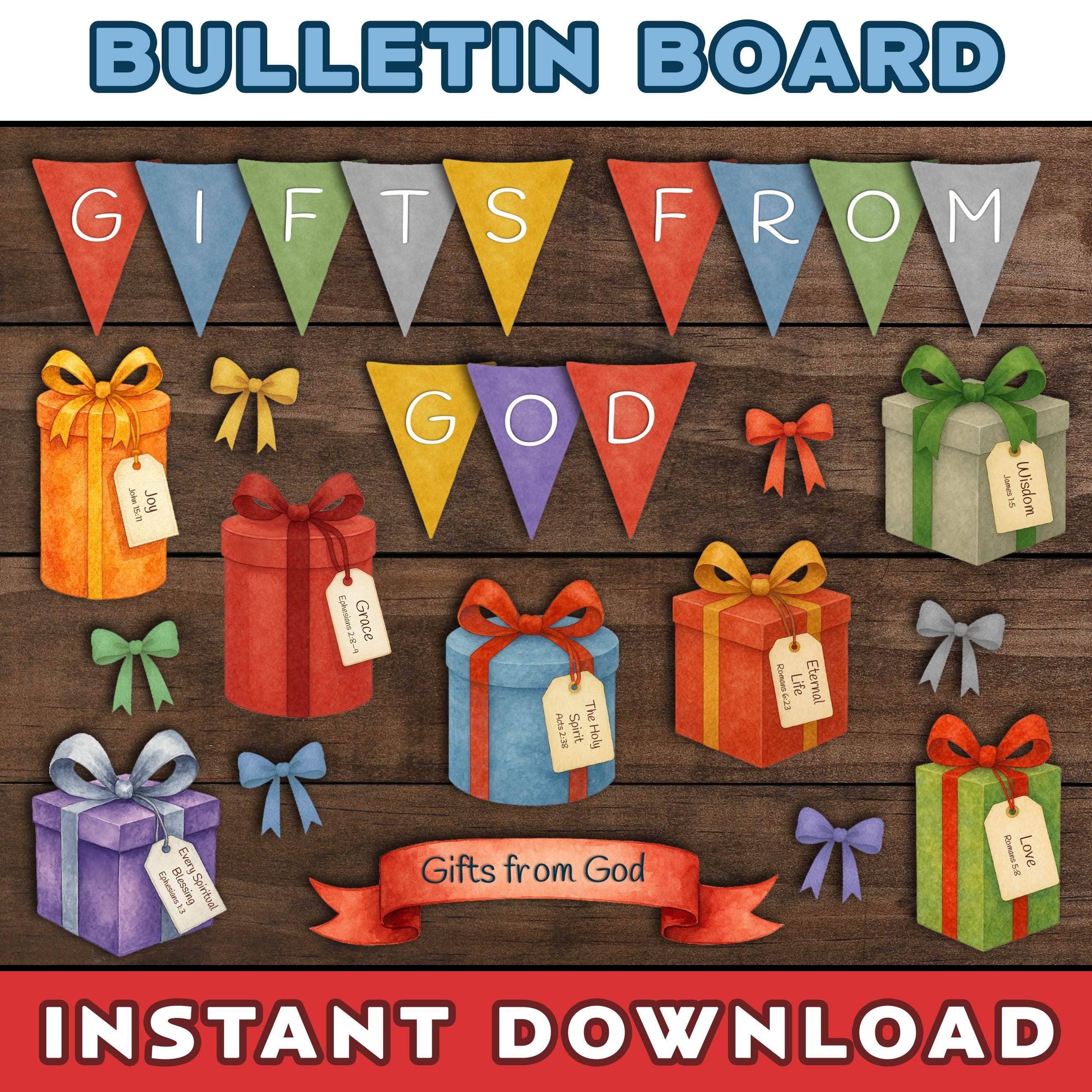 Gifts From God Bulletin Board Kit: Christmas Sunday School Decor (PDF ...