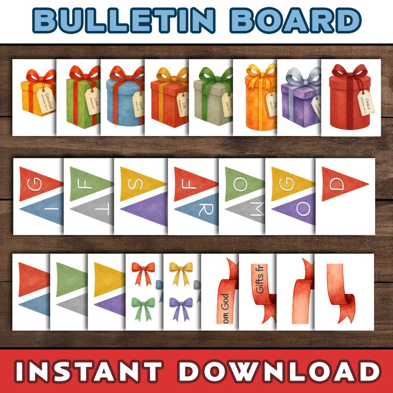 Gifts From God Bulletin Board Kit: Christmas Sunday School Decor (PDF ...