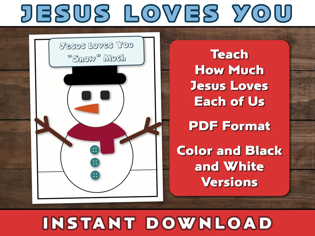 Jesus Loves You Snowman Craft: Bible Lesson Activity (digital Download ...