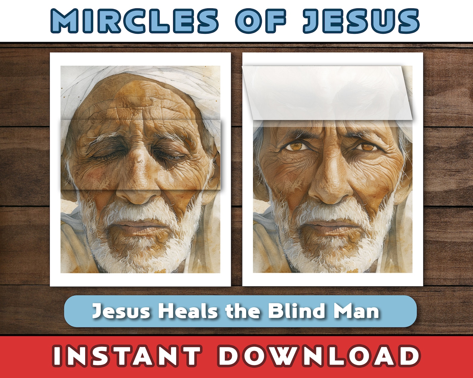 Jesus Heals a Blind Man | Blind Bartimaeus | Flip Chart | Bible Class ...