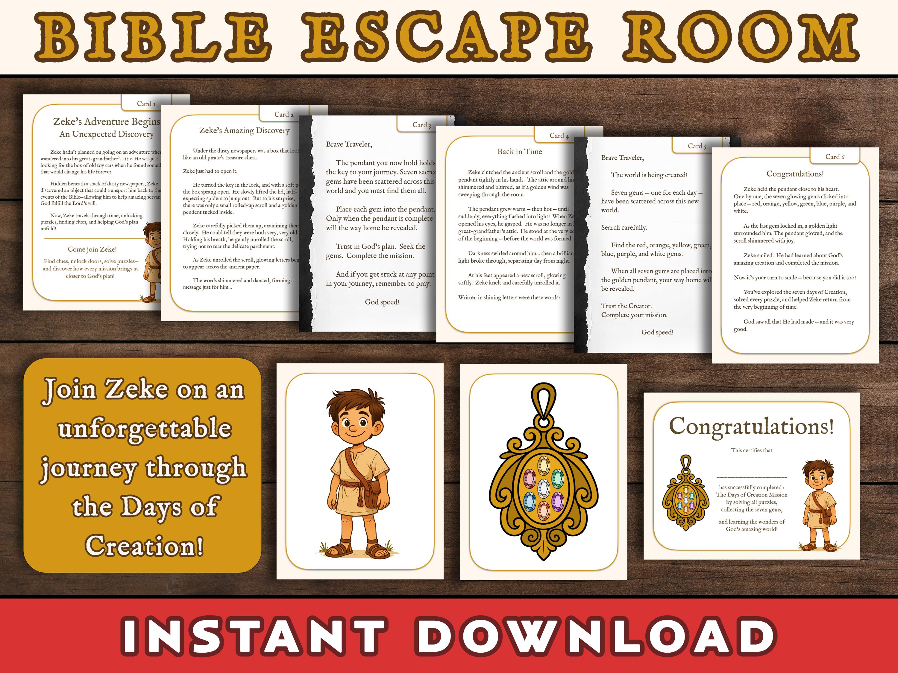 Days of Creation Escape Room: Bible Activity for Kids (digital Download ...