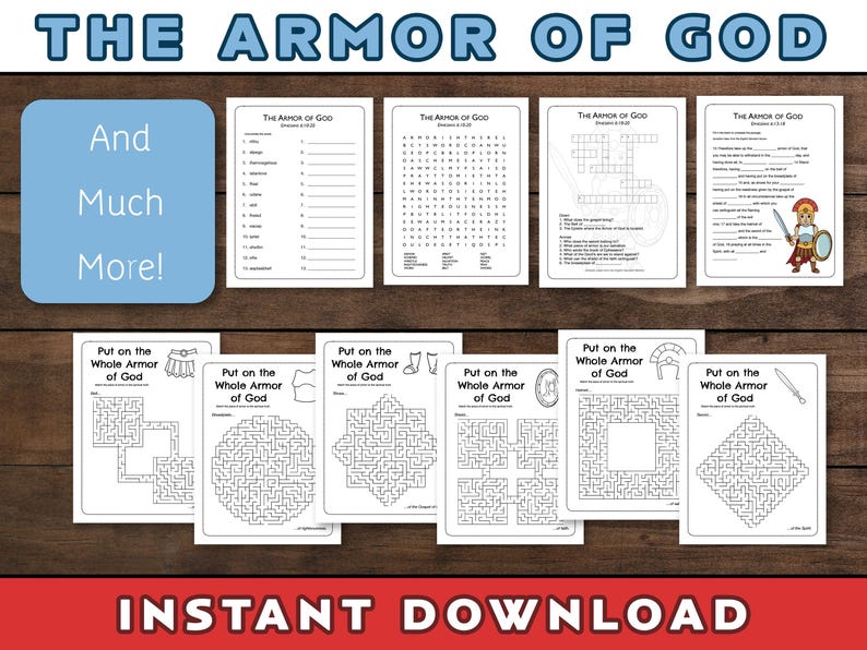 Armor of God Worksheet & Activity Bundle: Bible Study (digital Download ...