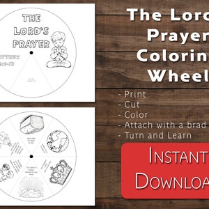 The Lord's Prayer Coloring Wheel | Matthew 6:9-13 | Bible Class and ...