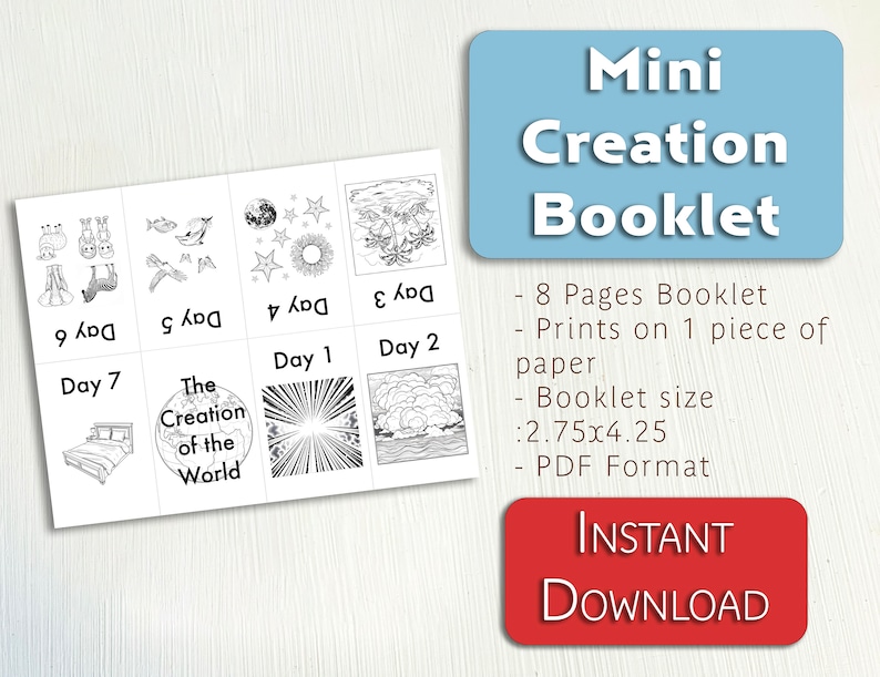 Days of Creation Coloring Booklet: Sunday School Activity (PDF Download ...