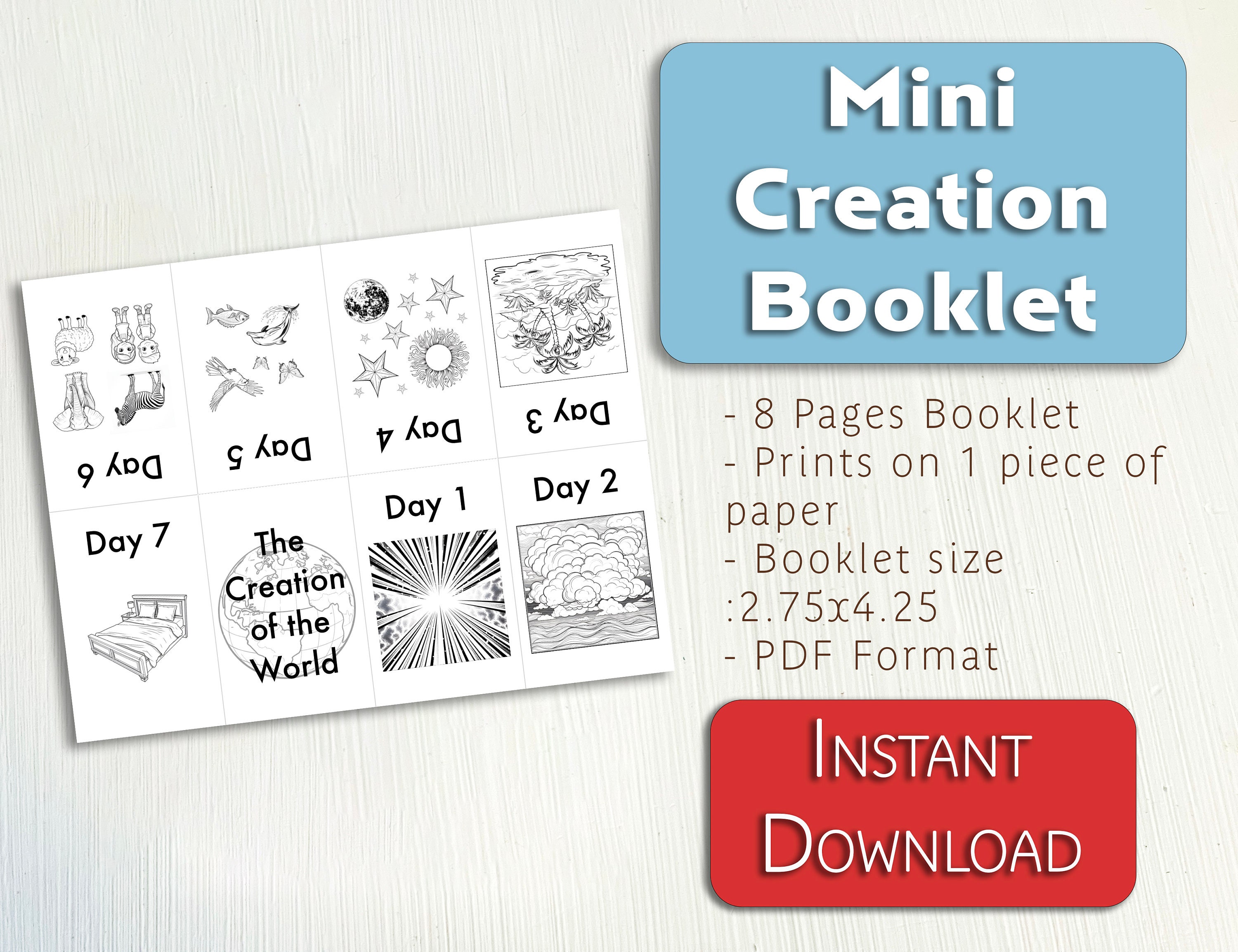 Days of Creation Mini Boom | Sunday School Coloring Pages | Bible Class ...