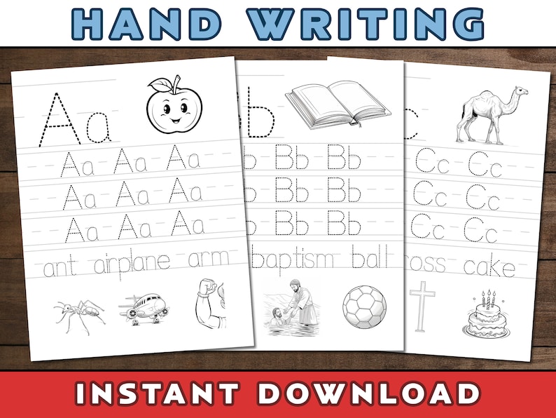 Bible ABC Handwriting Tracing Book: Sunday School Homeschool (digital ...
