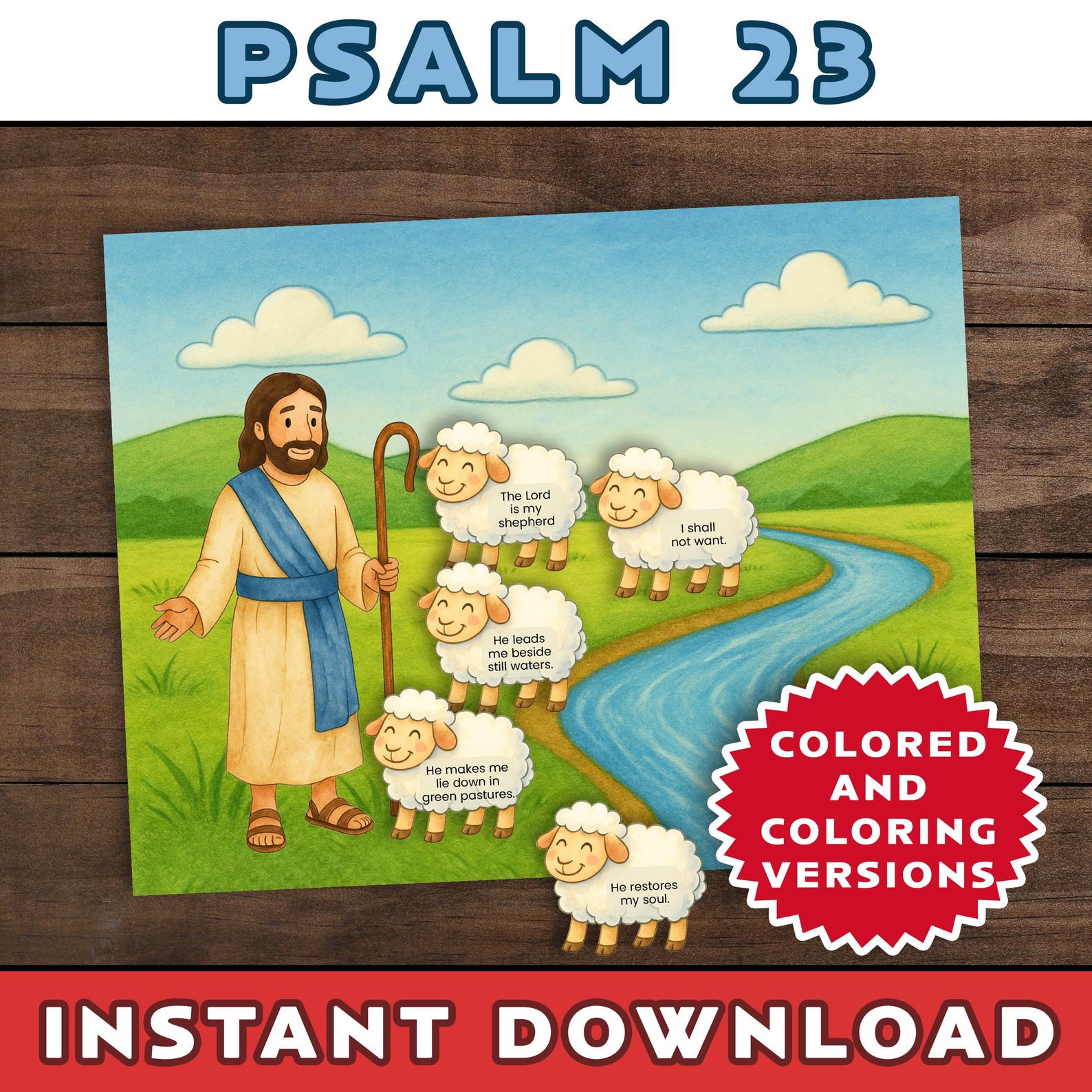 Psalm 23 Craft: Bible Verse Cut & Paste Activity (PDF Download) - Etsy
