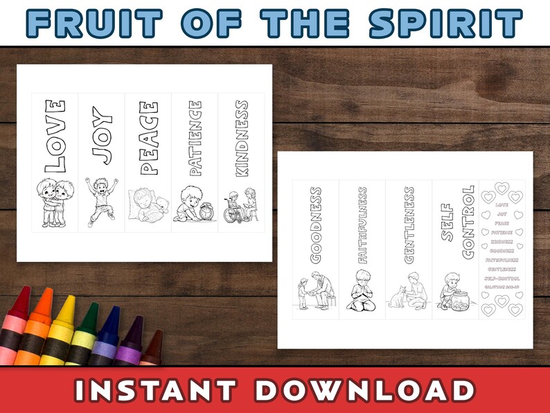 Fruit of the Spirit Coloring Bookmarks: Bible Lesson Activity (PDF) - Etsy