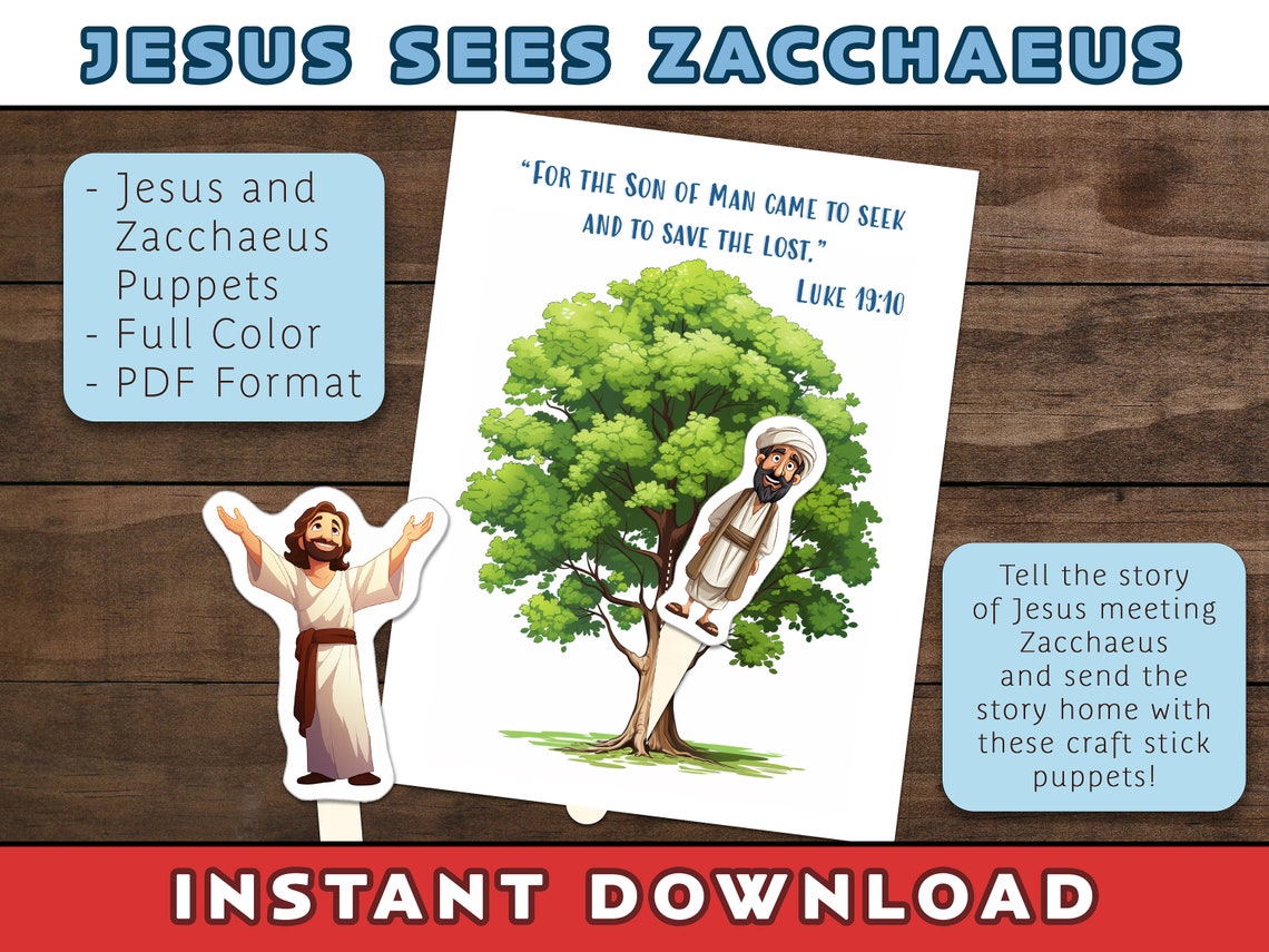 Zacchaeus Bible Story Puppets: Sunday School Craft (PDF) - Etsy