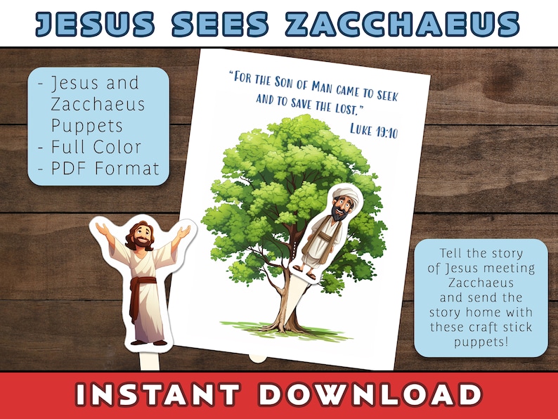 Zacchaeus Bible Story Puppets: Sunday School Craft (PDF) - Etsy