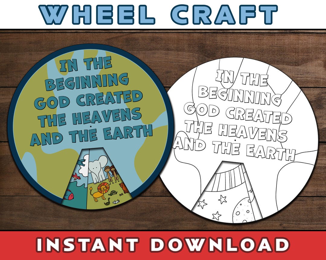 Days of Creation Coloring Wheel Craft: Genesis Bible Lesson (instant ...