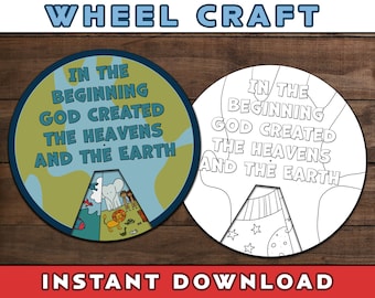 Days of Creation Coloring Wheel Craft: Genesis Bible Lesson (instant ...
