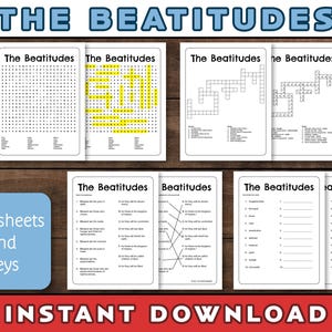 Beatitudes Worksheet & Activity Bundle | Bible Crossword | Bible Word ...