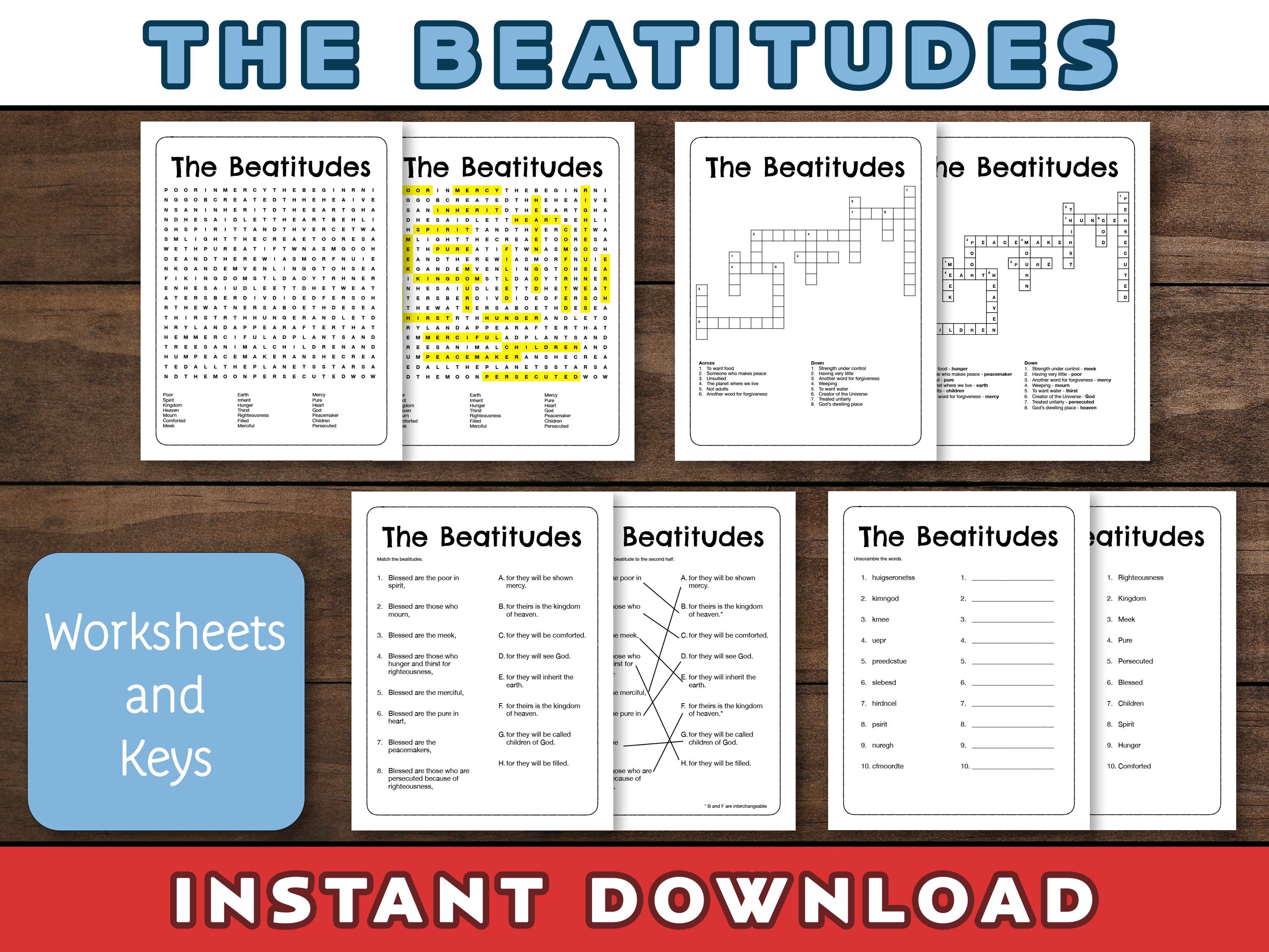 Beatitudes Worksheet & Activity Bundle: Bible Study (digital Download ...