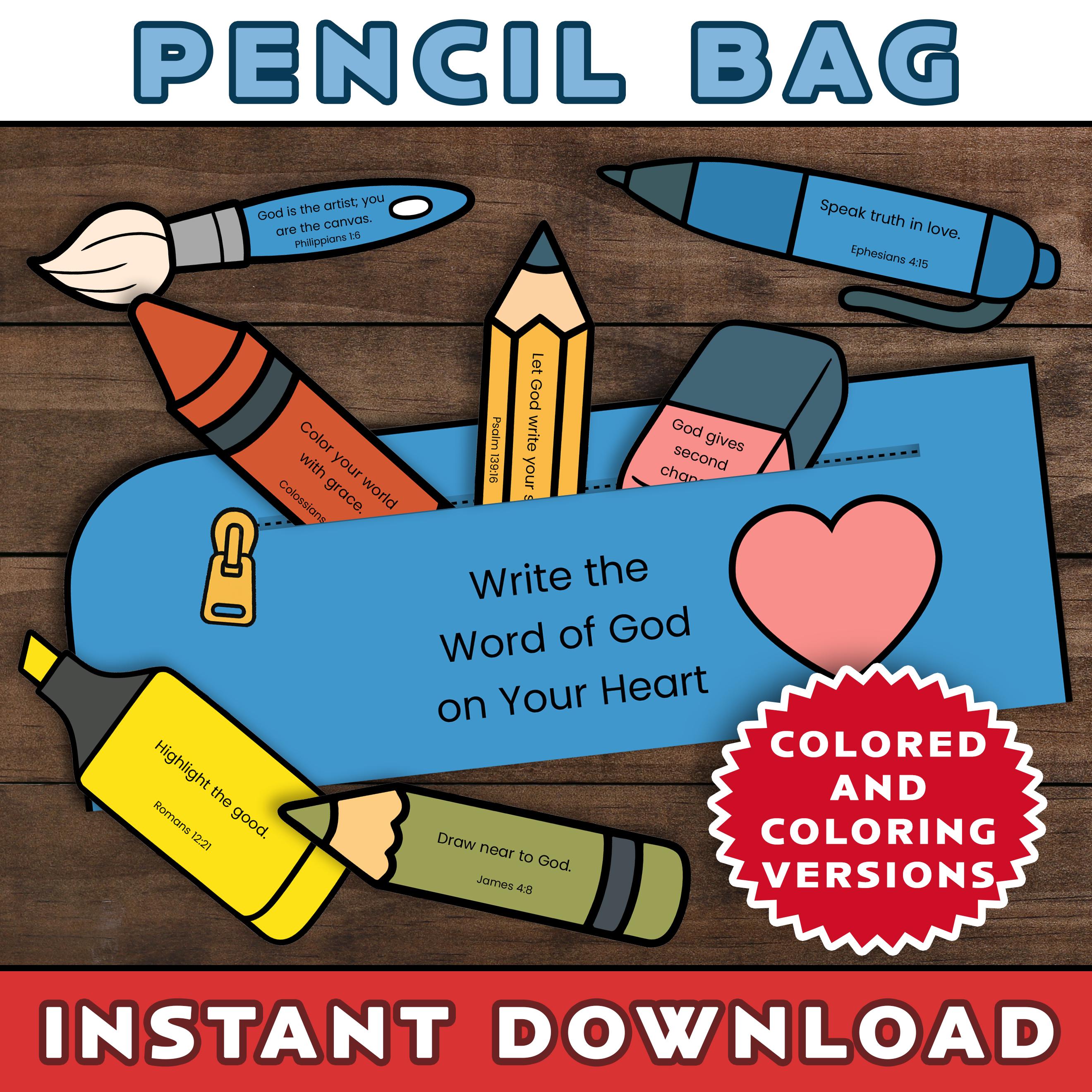 Bible Verse Pencil Bag Craft: Sunday School Cut & Paste (digital ...