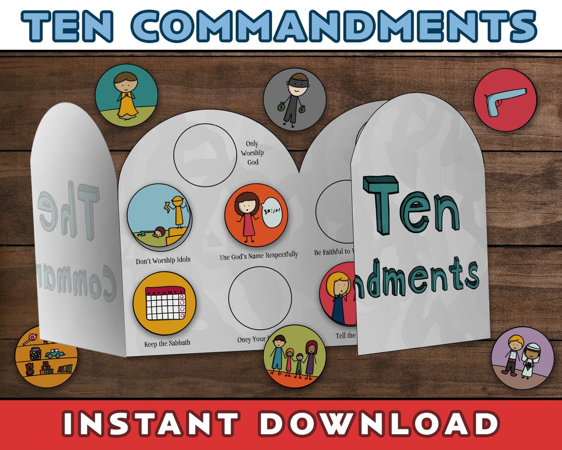 Ten Commandment Craft | Cut and Glue Foldable Craft | Sunday School ...