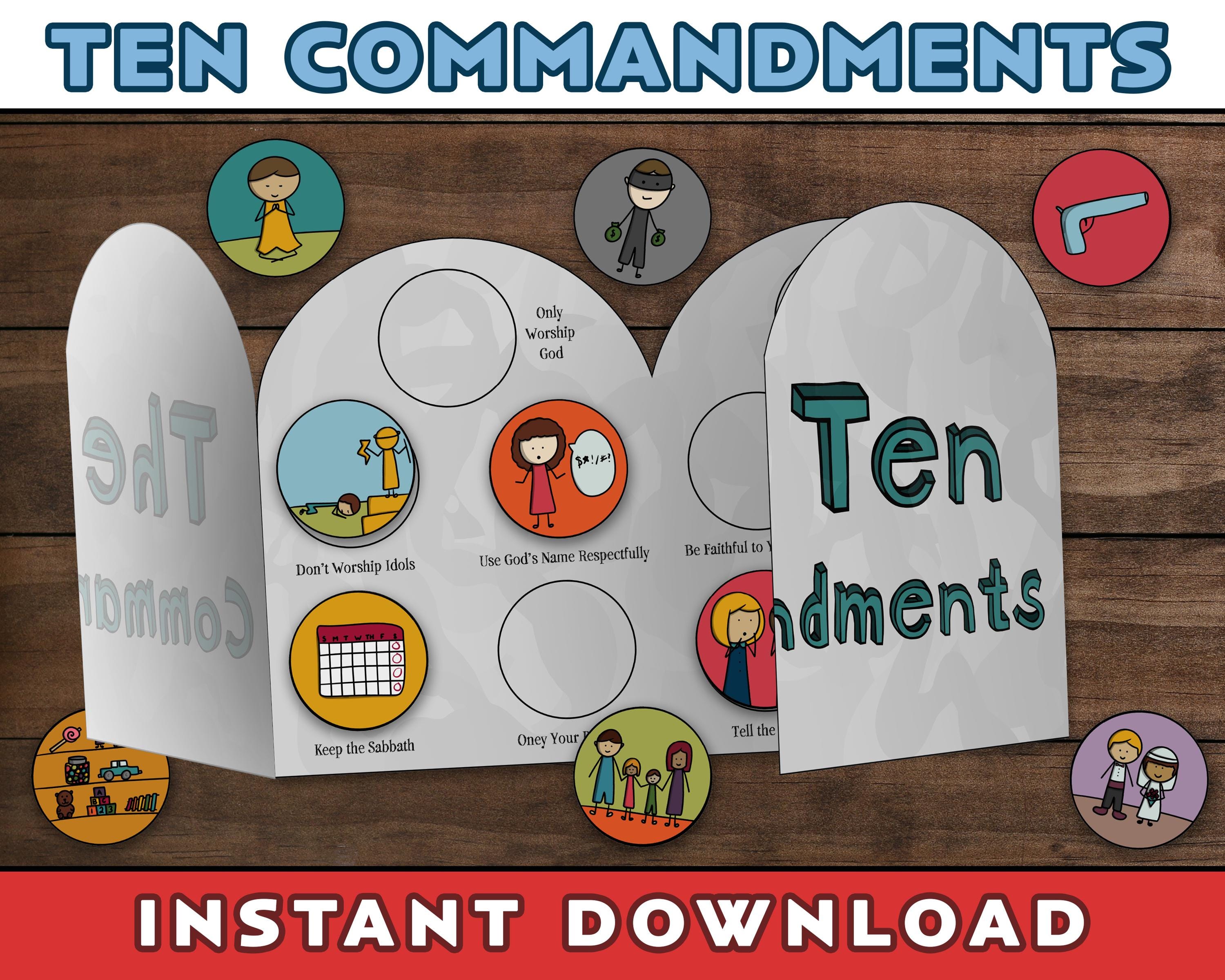 Ten Commandment Craft | Cut and Glue Foldable Craft | Sunday School ...