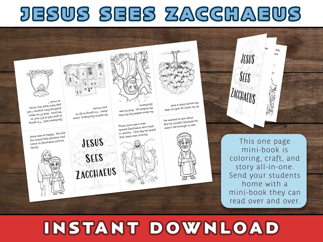 Zacchaeus and Jesus Mini Book Luke 19 Zacchaeus Was a Wee Little Man ...