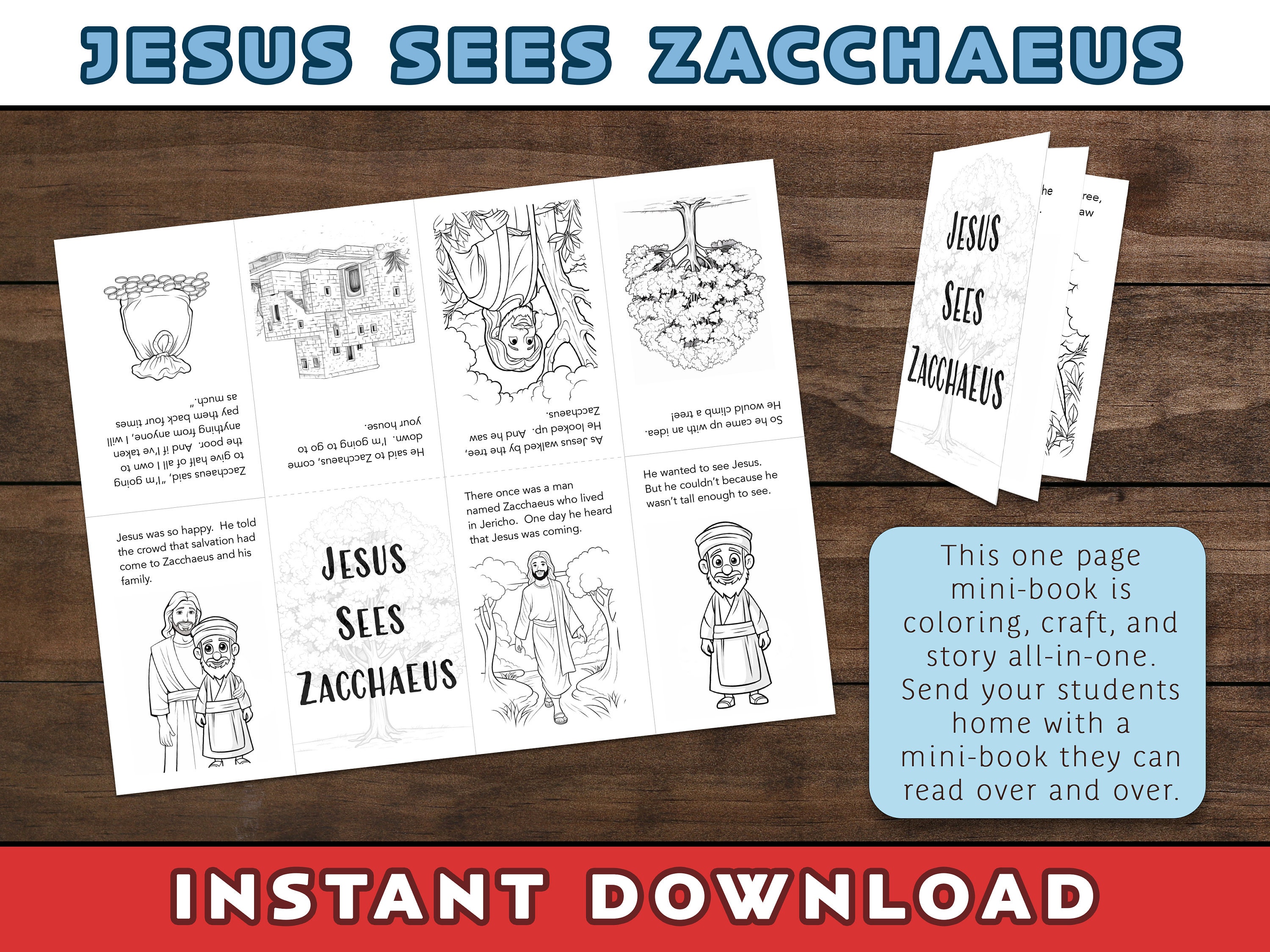 Zacchaeus and Jesus Mini Book Luke 19 Zacchaeus Was a Wee Little Man ...