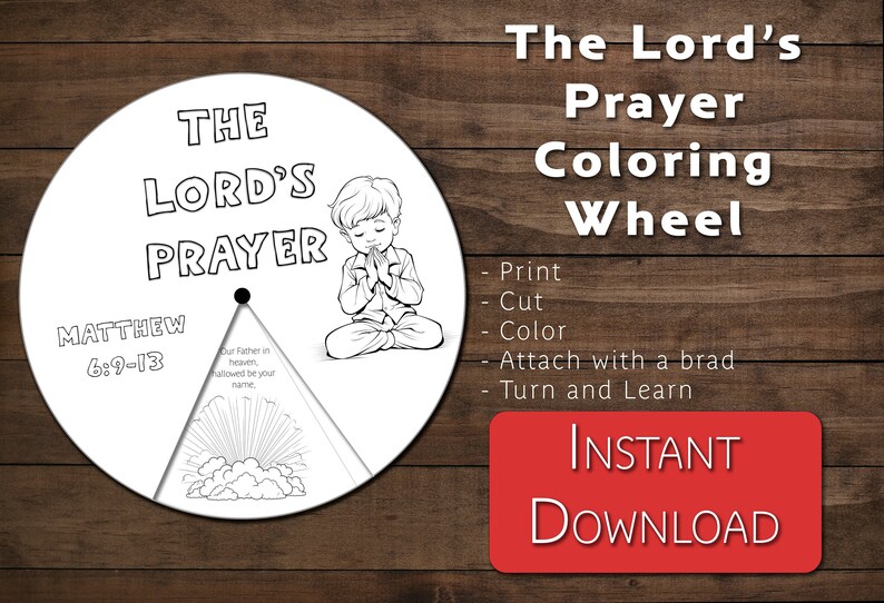 The Lord's Prayer Coloring Wheel | Matthew 6:9-13 | Bible Class and ...