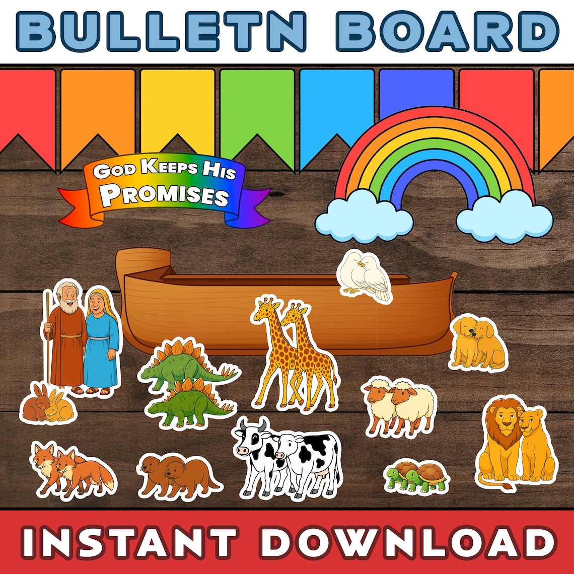 Noah's Ark Bulletin Board Kit: God Keeps His Promises (PDF Download) - Etsy