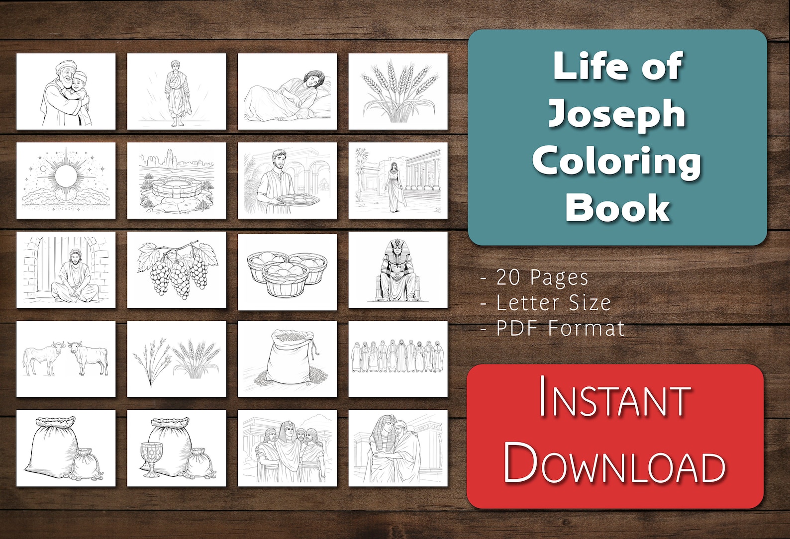 Life of Joseph Coloring Book: Sunday School Activity (PDF Download) - Etsy