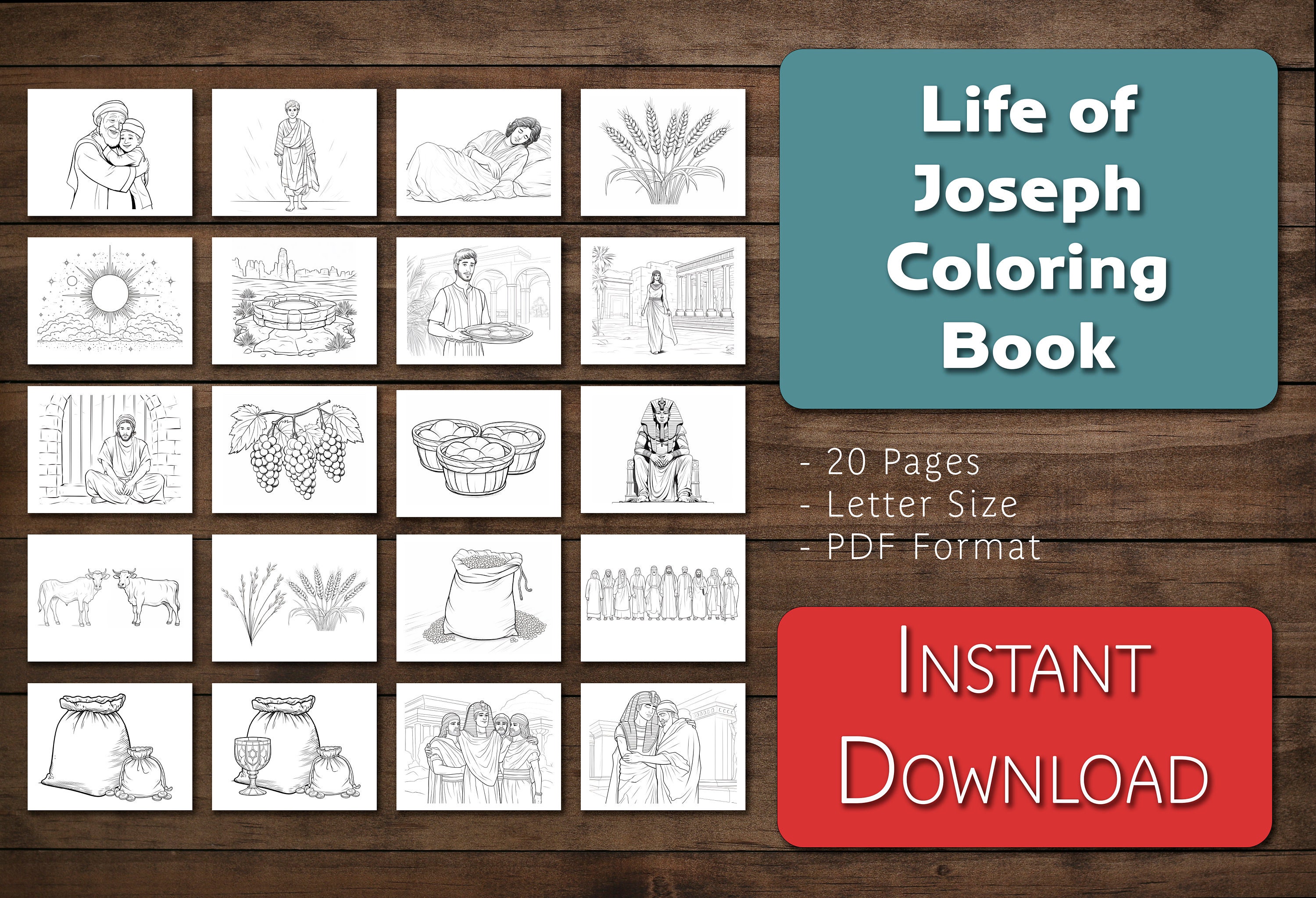 Life of Joseph Coloring Book: Sunday School Activity (PDF Download) - Etsy