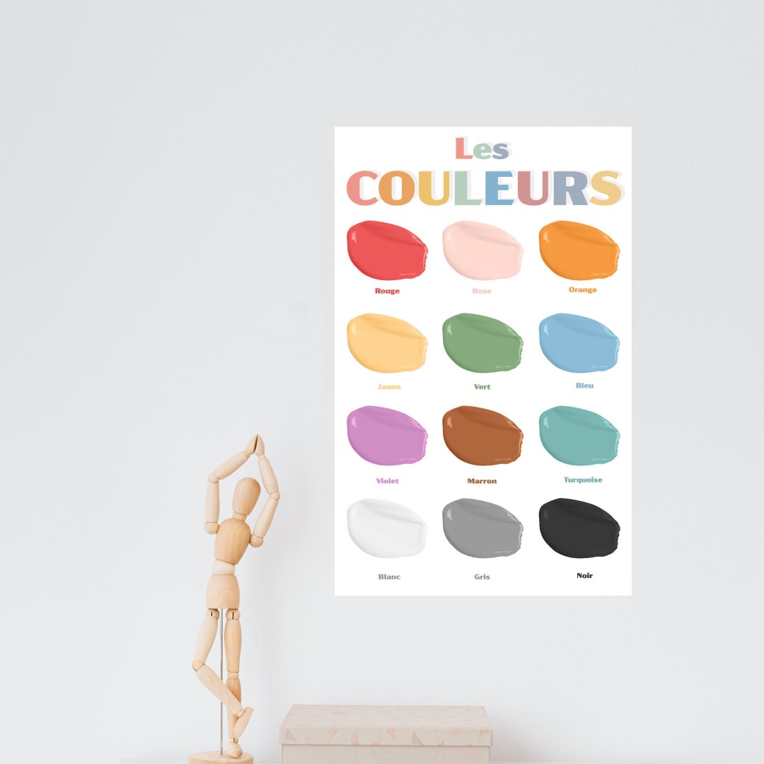 French Color Poster French Vocabulary Boho Homeschool - Etsy
